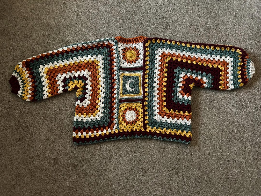 Celestial Hexagon Crochet Cardigan – With Sun & Moon Design - Etsy