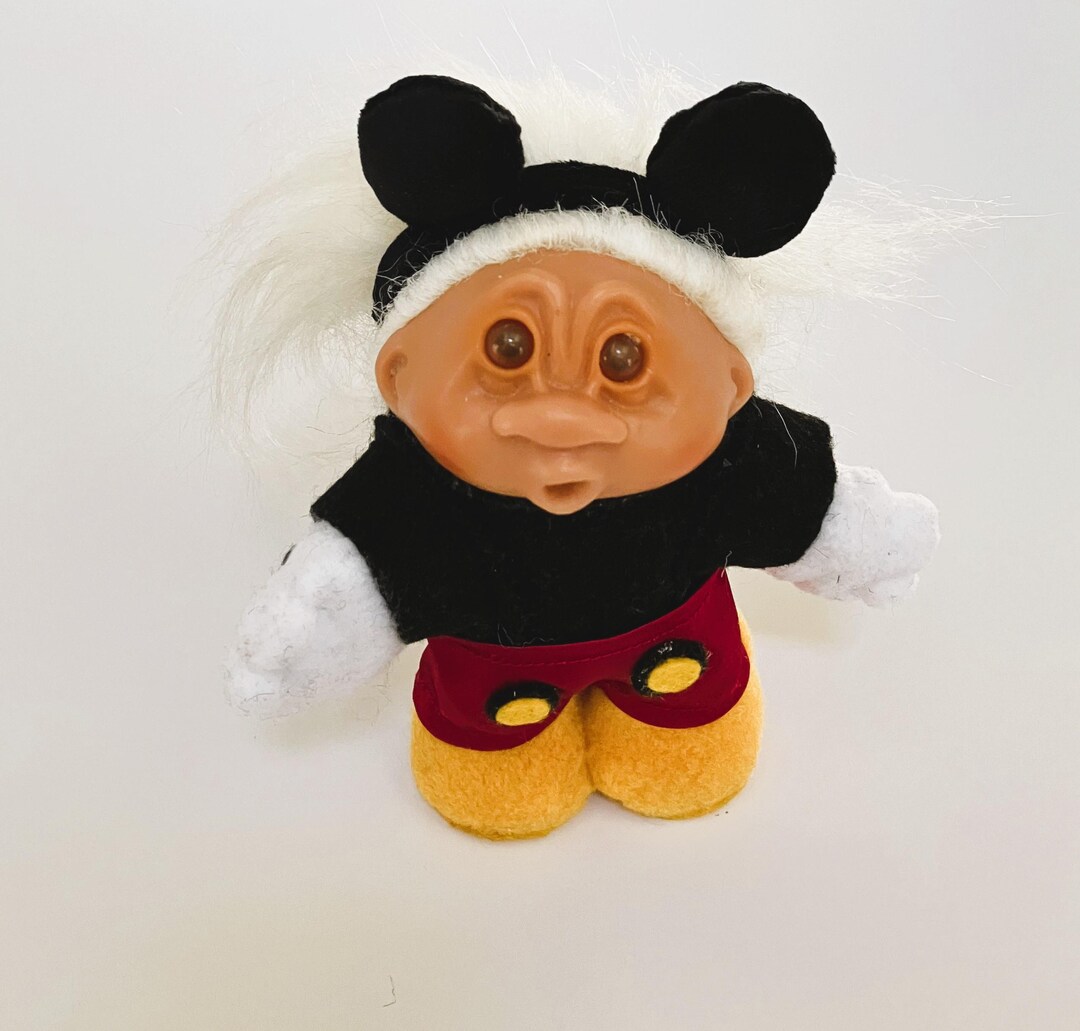 Vintage DAM TROLL 1986 Mickey Mouse With White Hair 4.5 Rare - Etsy