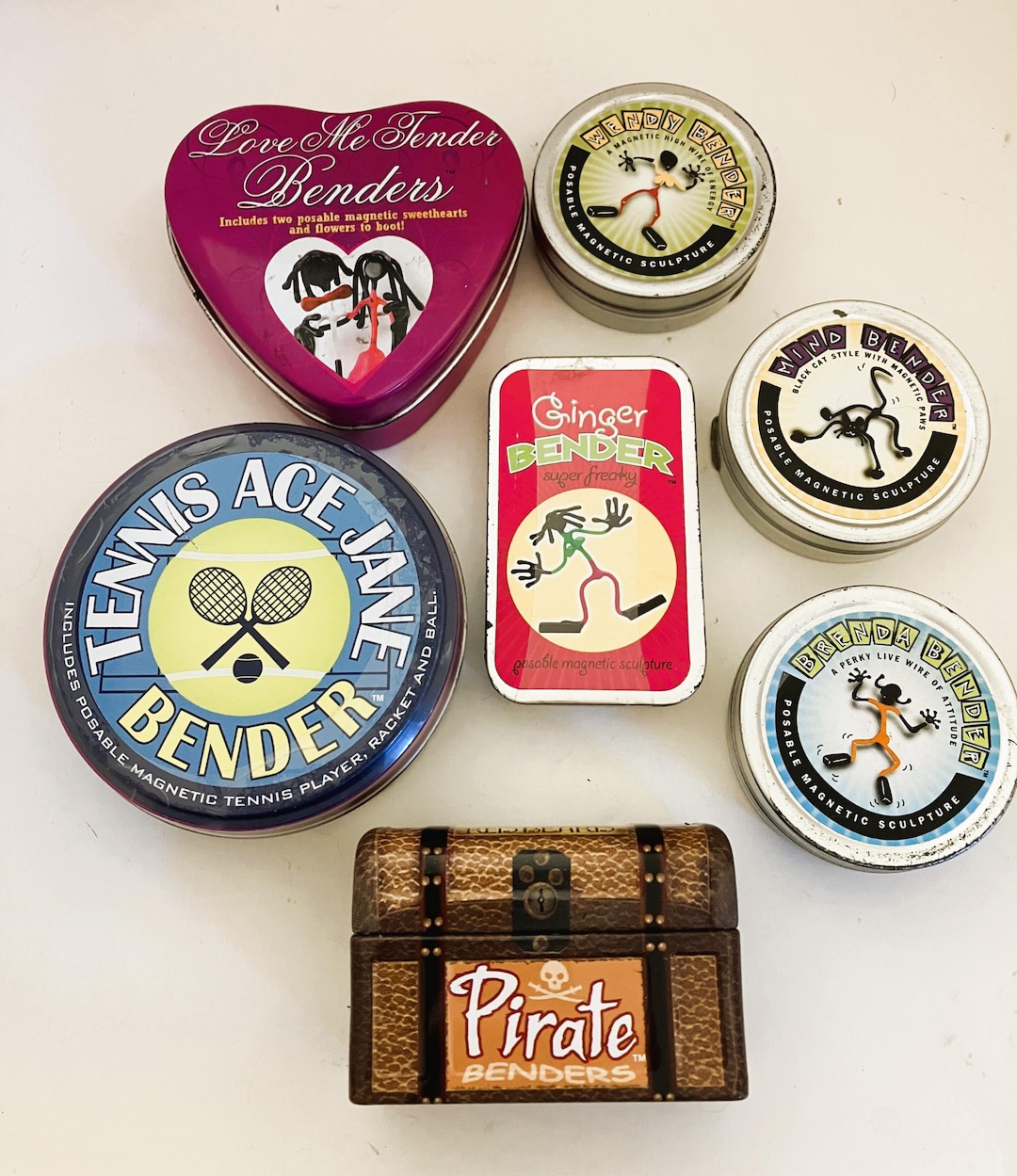 Vintage Hog Wild Benders Brand New in Metal Box Fidget Toy Decor Fridge ...