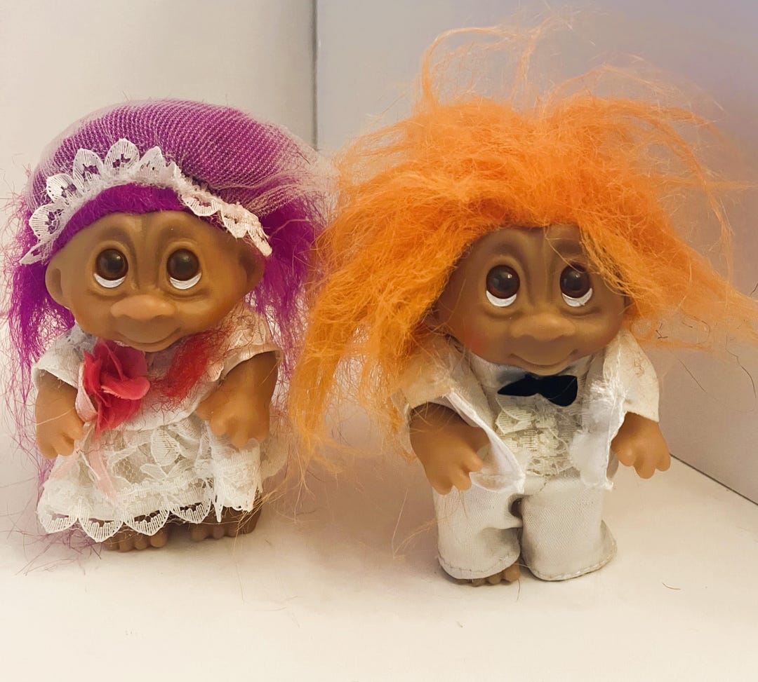 Vintage DAM Troll Norfin Dolls - 3-1/2" Mini Groom & Bride Best Man ...
