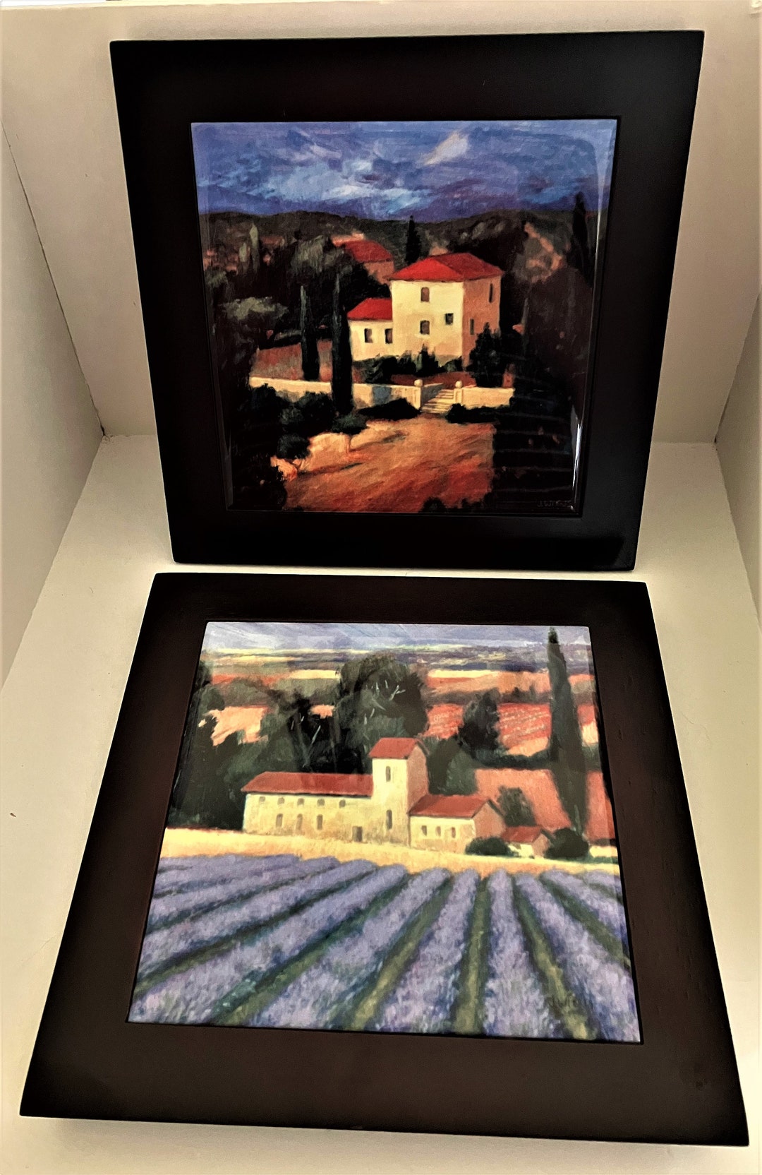 Vintage J Wiens Framed Wall Art Tiles Set 2 Tuscun Landscape Italian ...