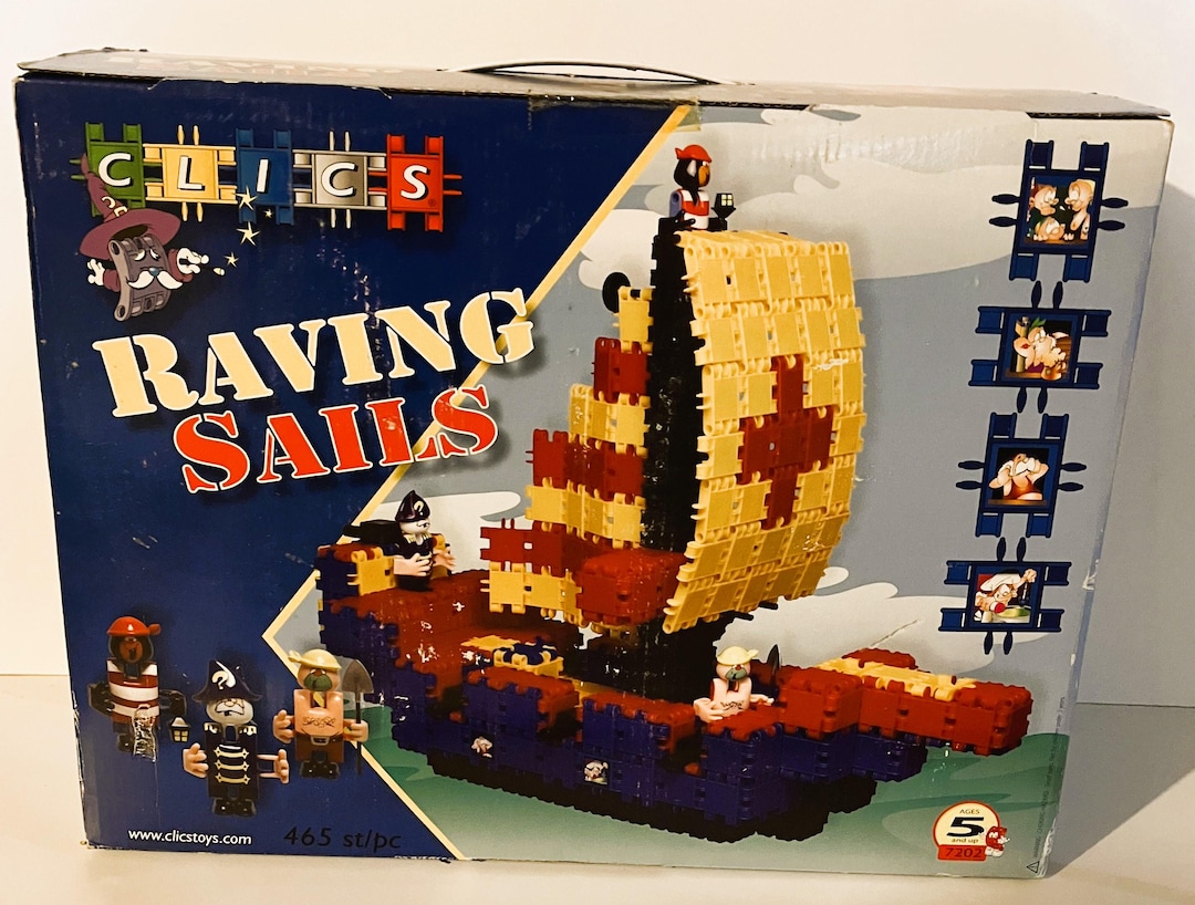 Clics Raving Sails Pirate Ship Building Set 440+ Pieces, Construction ...