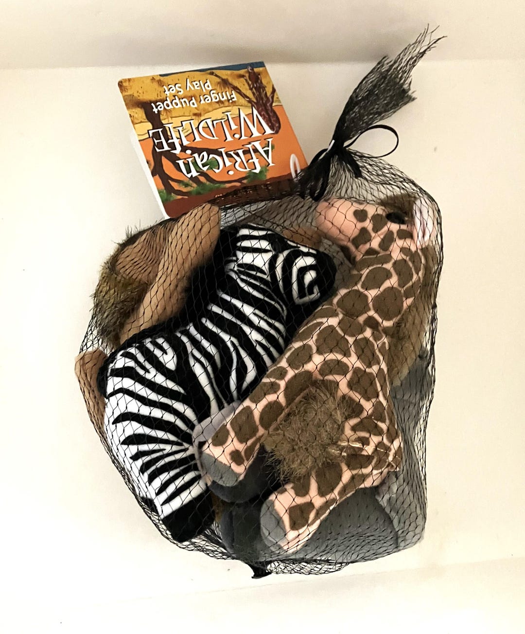 Folkmanis 4 Finger Puppets AFRICAN WILDLIFE Set Lion, Giraffe, Zebra ...