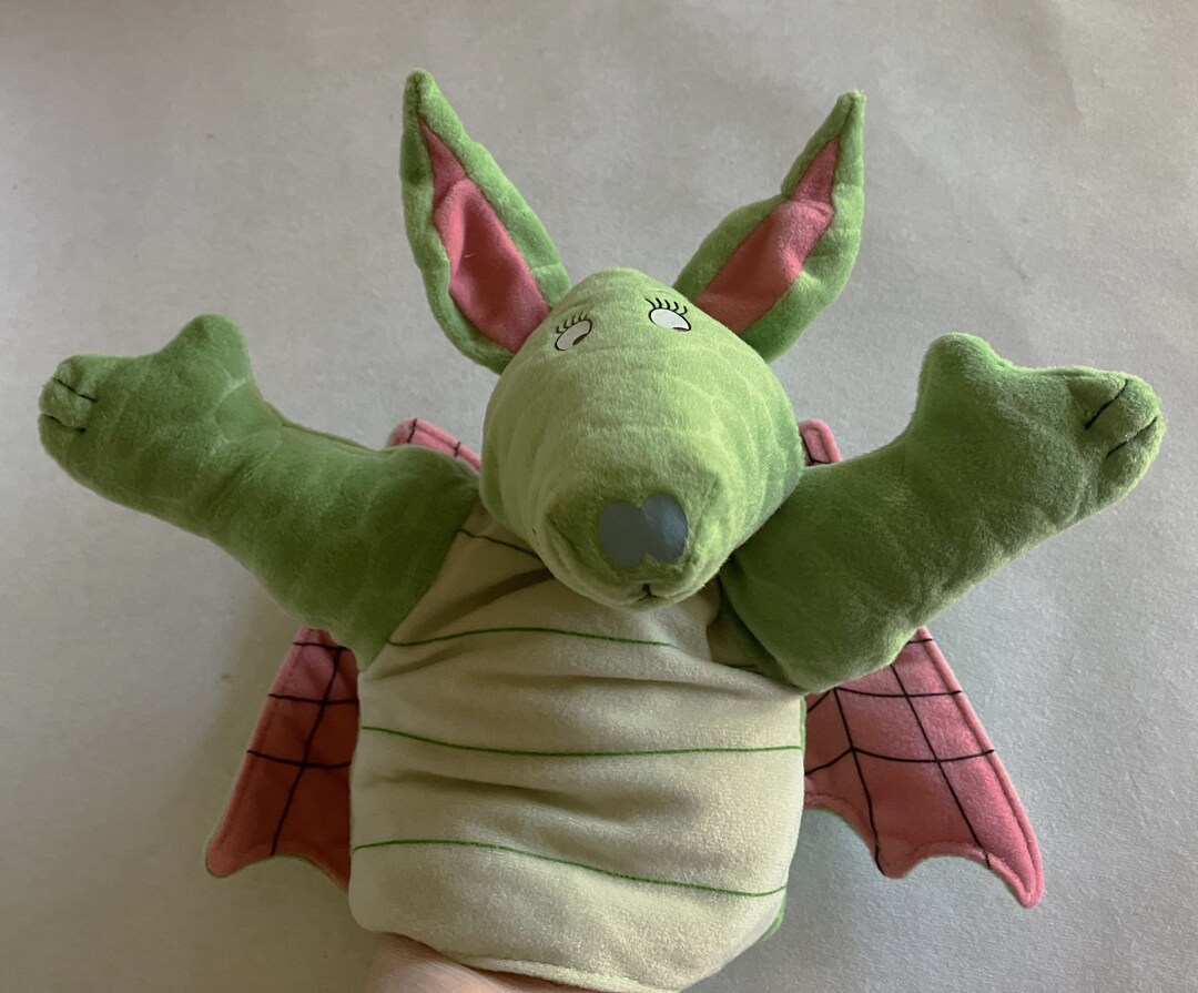 Discovery Toys Green DRAGON Hand Puppet 8" Plush Stuffed Animal Plush ...