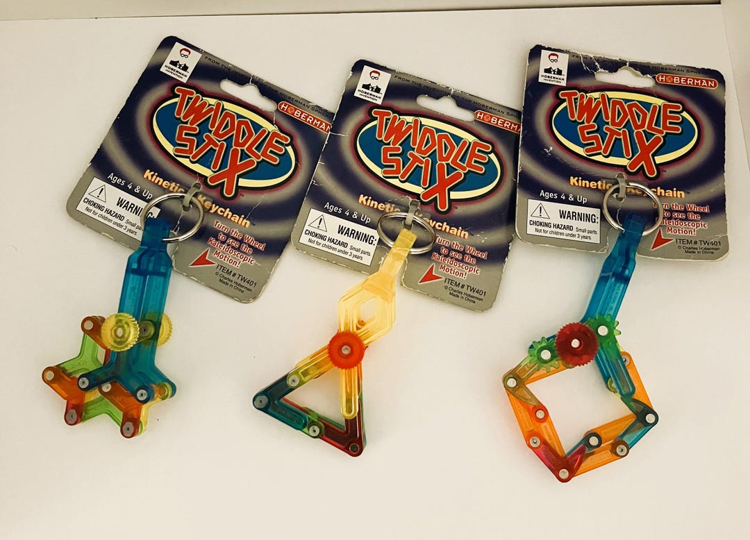 Vintage Hoberman Twiddle Stix Kinetic Keychain Spin Wheel Kaleidoscopic ...
