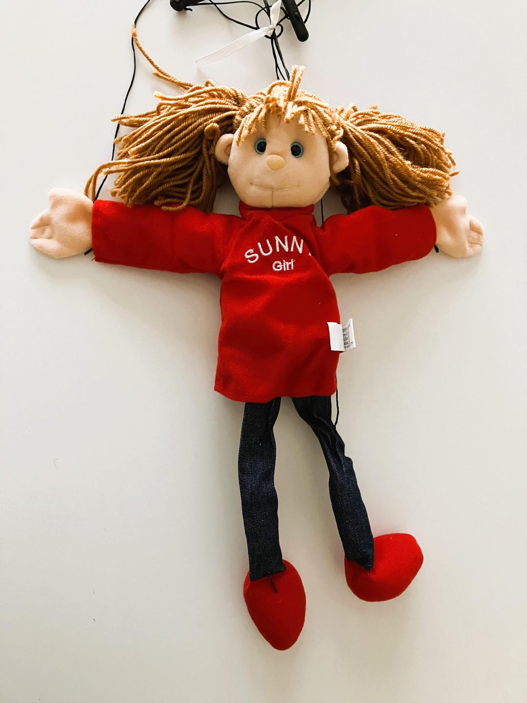 Vintage Sunny Puppets Girl Marionette WB1641 Plush String Puppet RARE ...