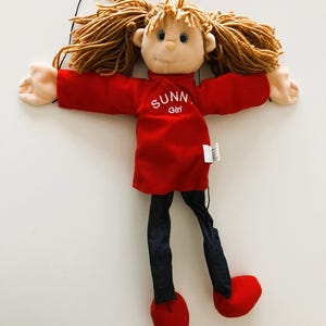 Vintage Sunny Puppets Girl Marionette WB1641 Plush String Puppet RARE ...