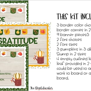 Fall/autumn & Thanksgiving Bulletin Board Kit/ GRATITUDE/ Instant ...