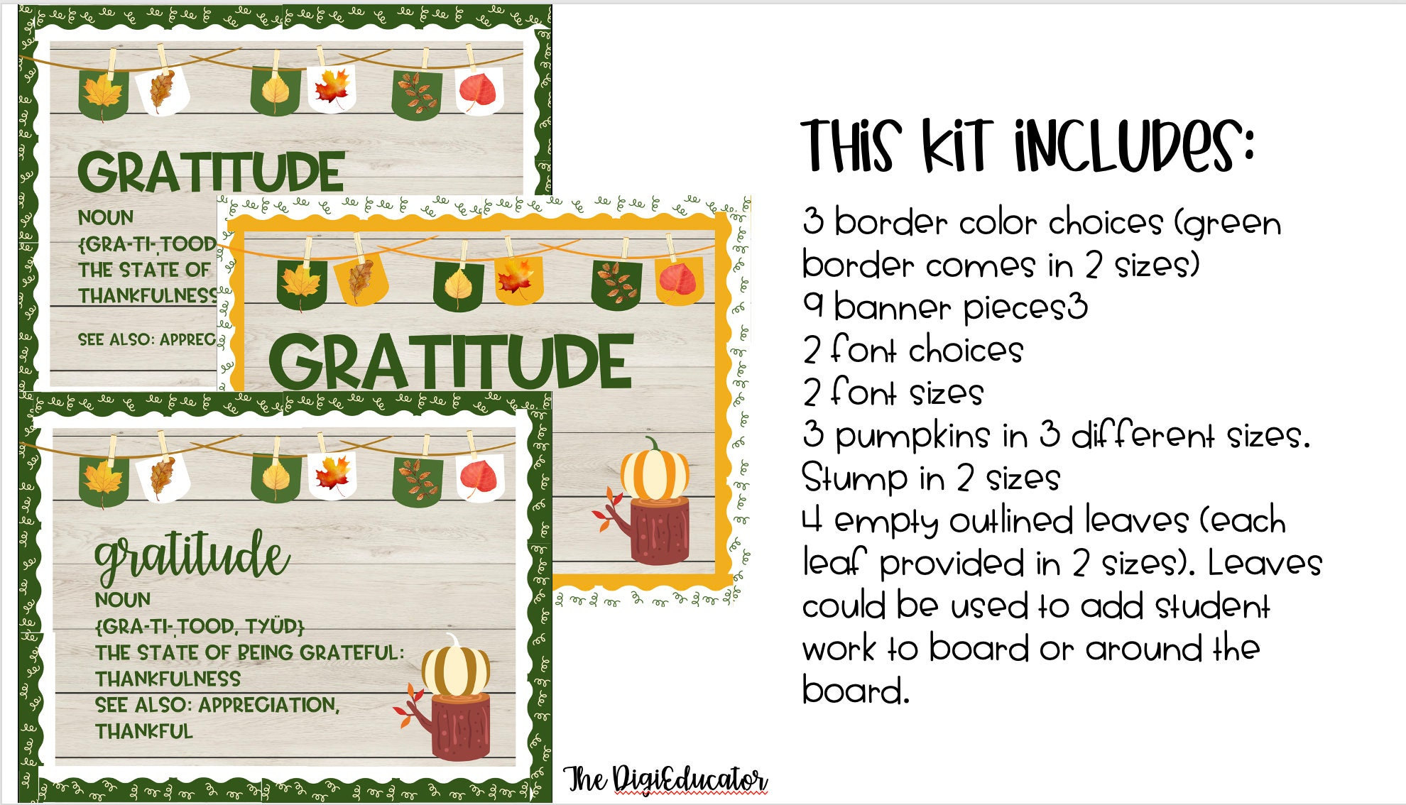 Fall/autumn & Thanksgiving Bulletin Board Kit/ GRATITUDE/ Instant ...