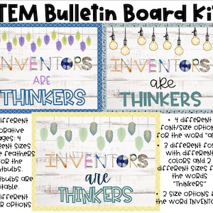 Stem Bulletin Board Kits/ Inventors Are Thinkers/editable Lightbulbs - Etsy