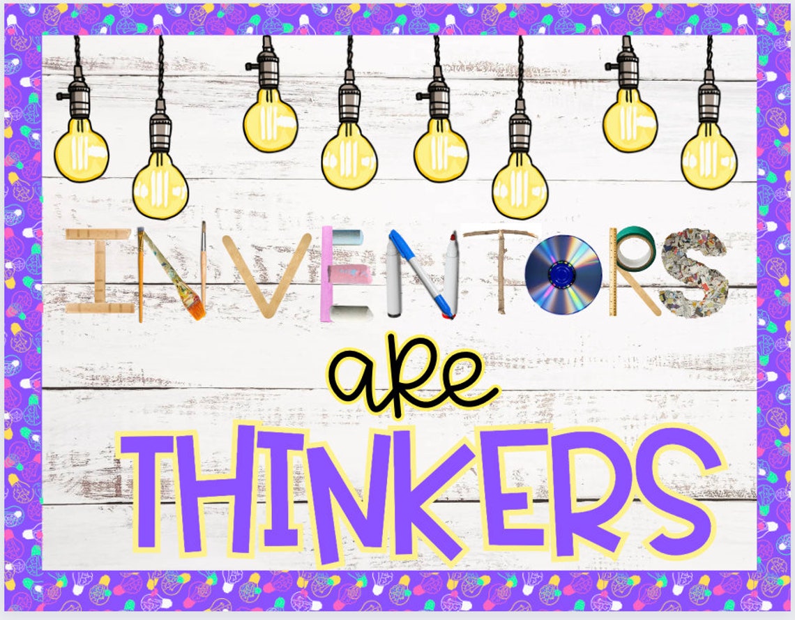 STEM/STEAM Bulletin Board Kit/inventors Are Thinkers/editable Light ...