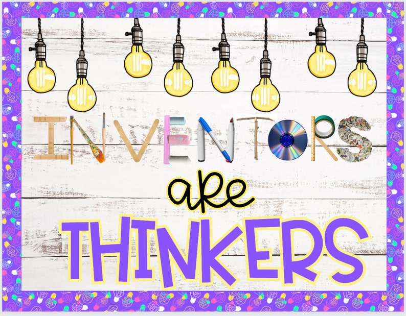 STEM/STEAM Bulletin Board Kit/inventors Are Thinkers/editable Light ...