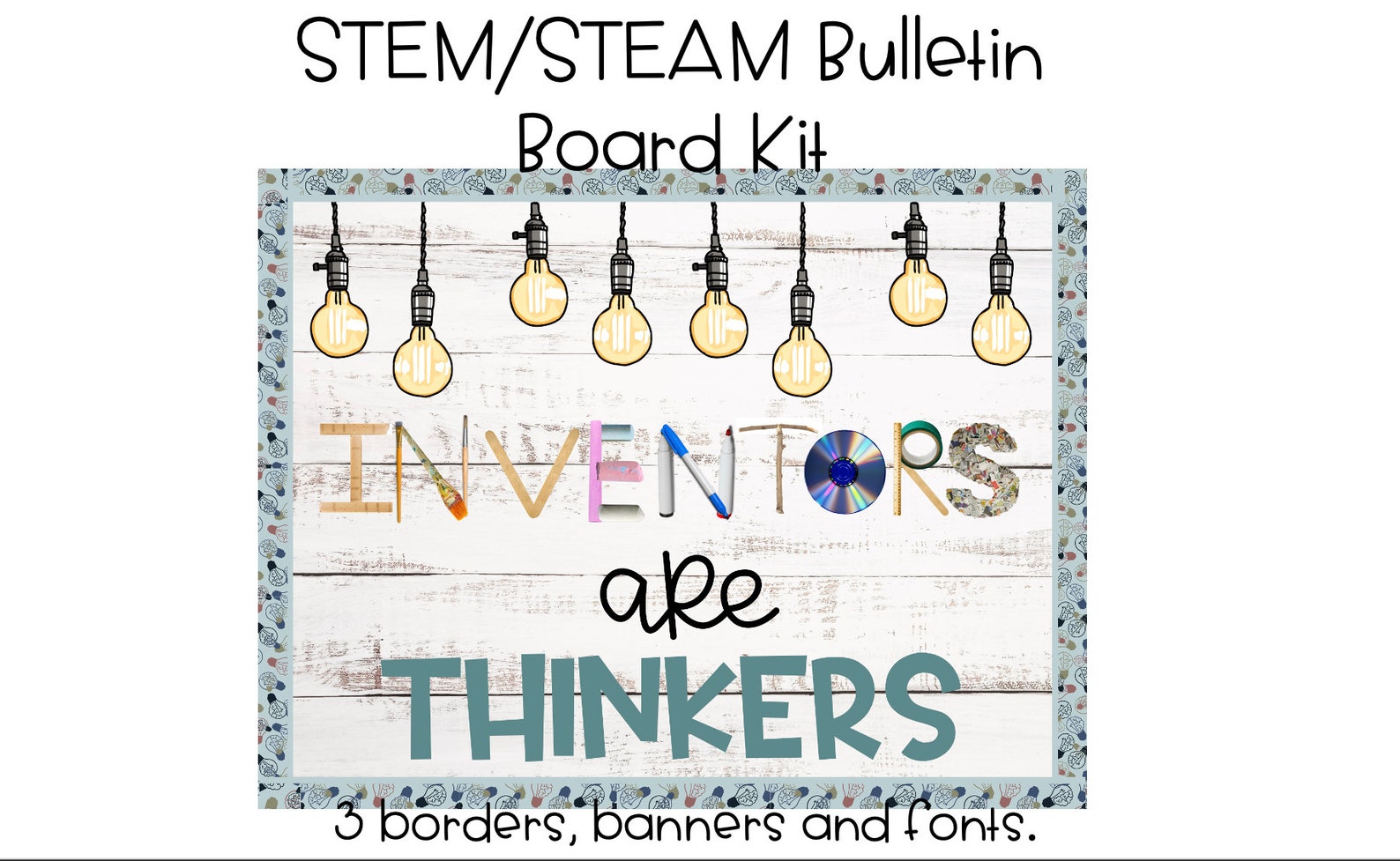 Stem Bulletin Board Kits/ Inventors Are Thinkers/editable Lightbulbs - Etsy