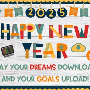 Happy New Year Bulletin Board/ Technology Edition/ STEAM Edition - Etsy