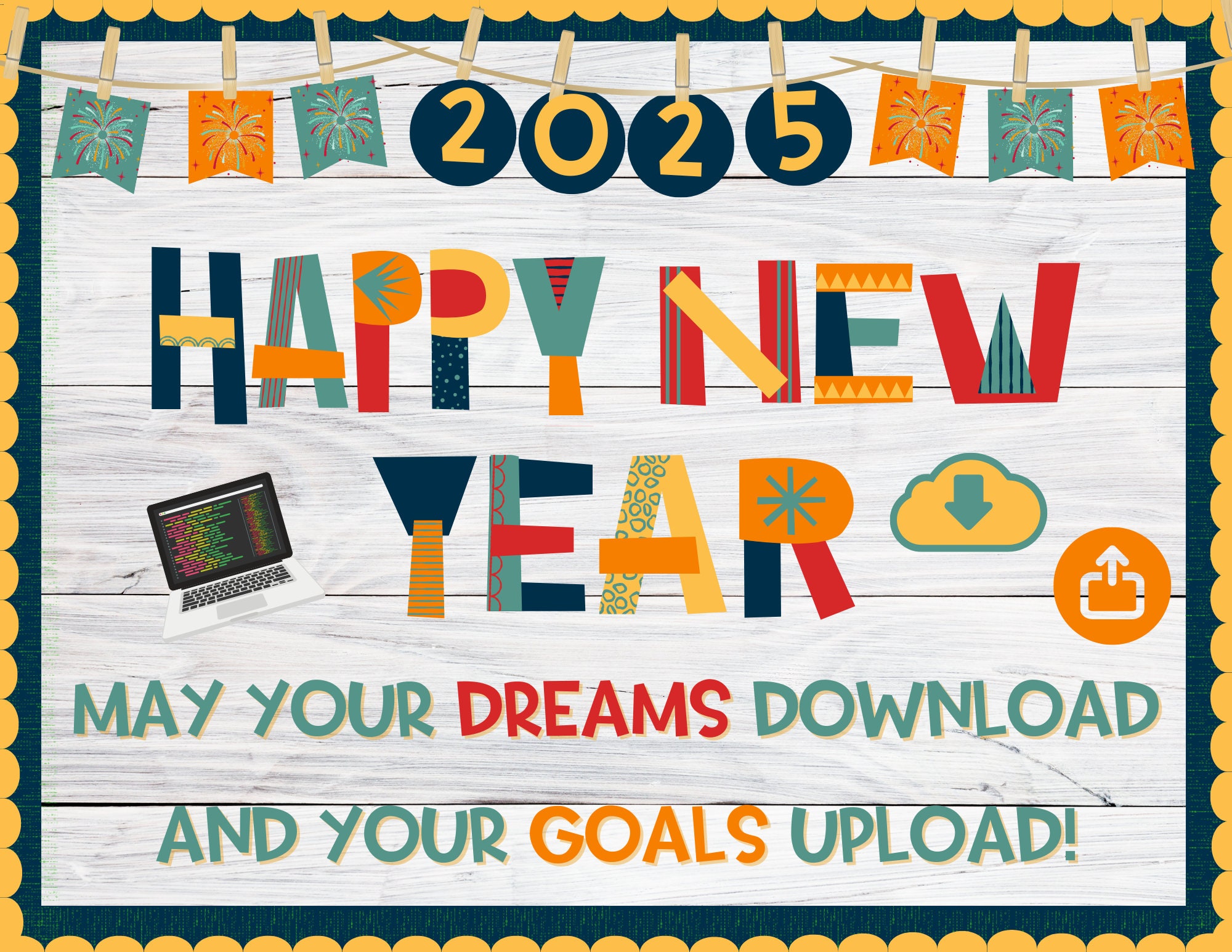 Happy New Year Bulletin Board/ Technology Edition/ STEAM Edition - Etsy