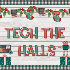 Tech the Halls Bulletin Board Kit/ Christmas Technology Board /STEM ...