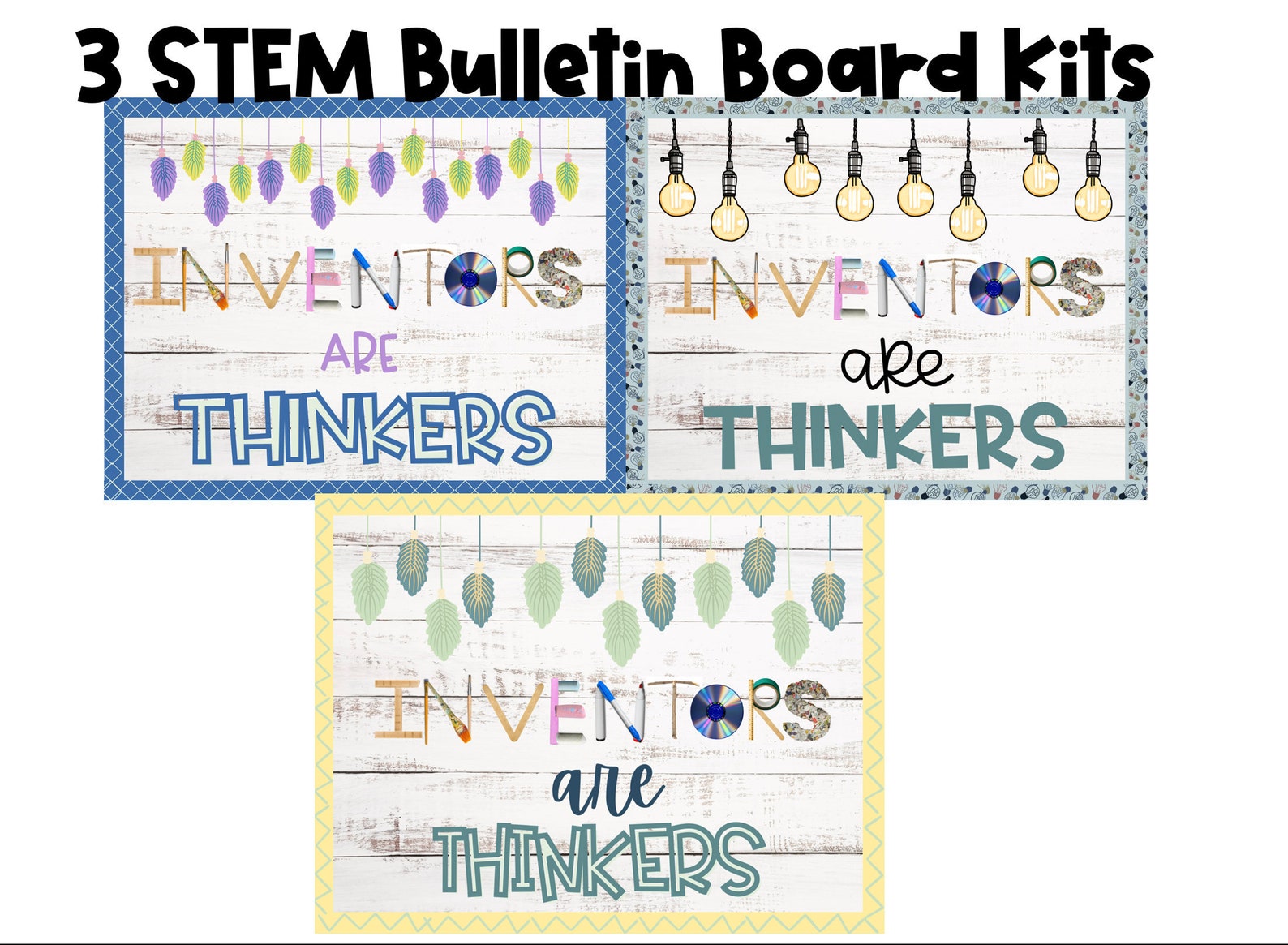 Stem Bulletin Board Kits/ Inventors Are Thinkers/editable Lightbulbs - Etsy