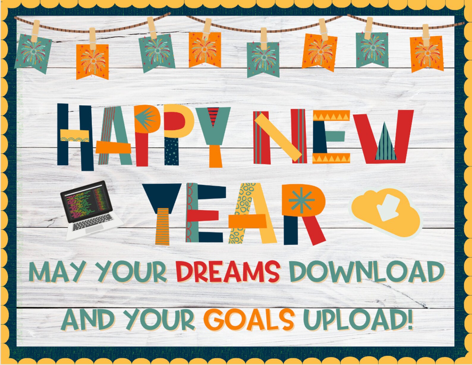 Happy New Year Bulletin Board/ Technology Edition/ STEAM Edition - Etsy