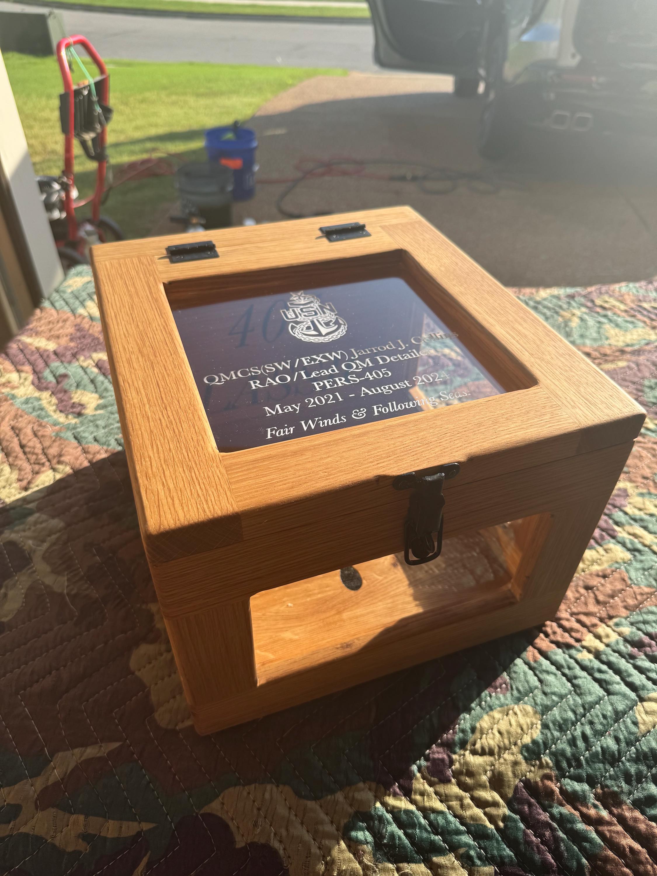 Custom Oak Chief Petty Officer Hat Box - Etsy