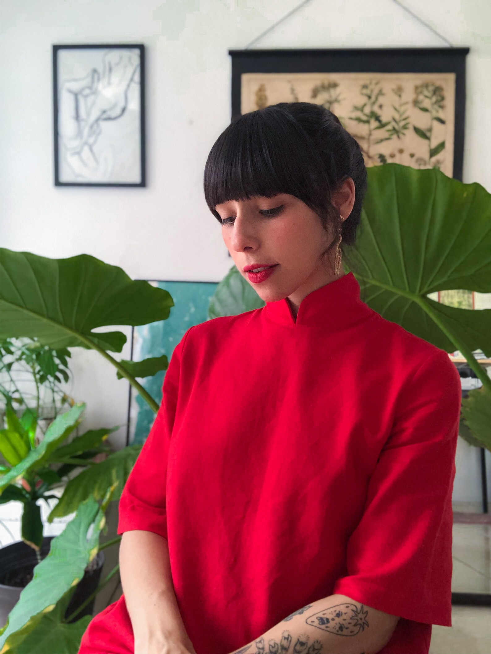 Linen Summer Dress, Chinese Qipao Handmade, Fresh Dress, Romantic Red Dress. - Etsy