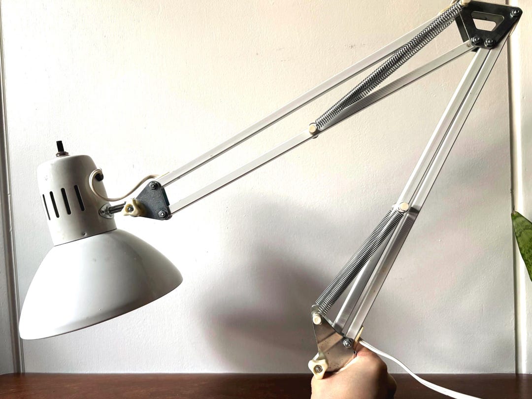 Vintage White Architect's Desk Swing Arm Lamp | Drafting Light Plug-in ...