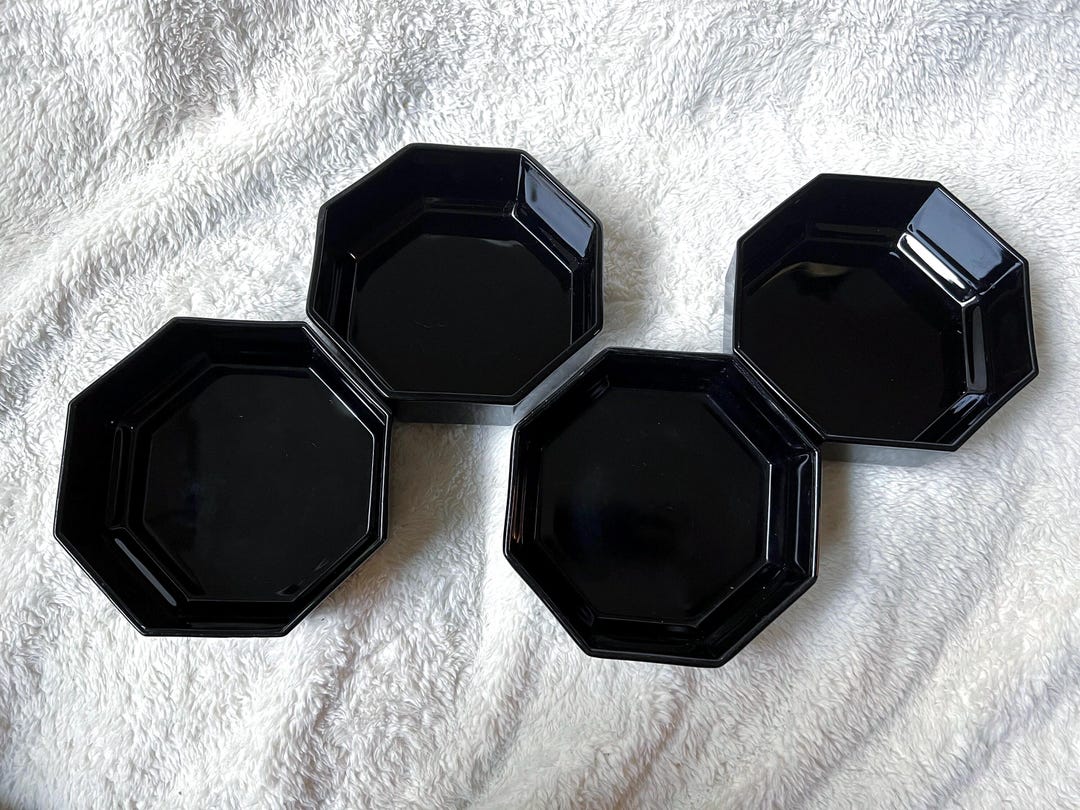 Vintage Luminarc Arcoroc Octime Black Bowls | Retro Modern Octagonal ...
