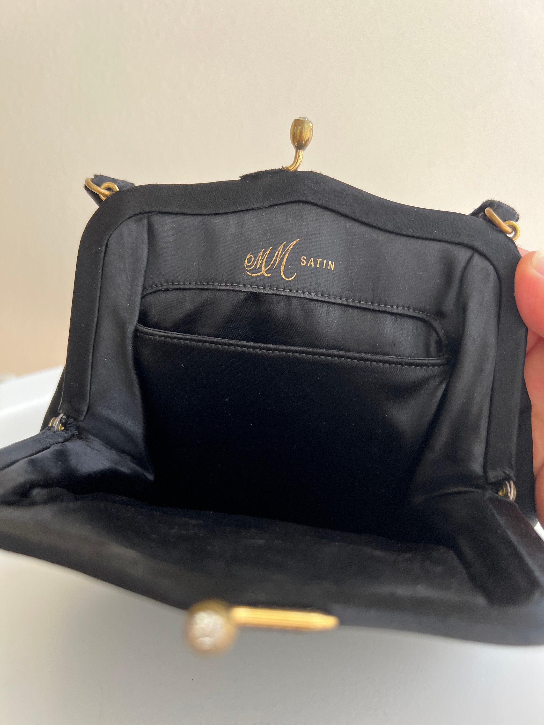 Vintage MM Morris Moskowitz Satin Black Evening Purse/handbag - Etsy