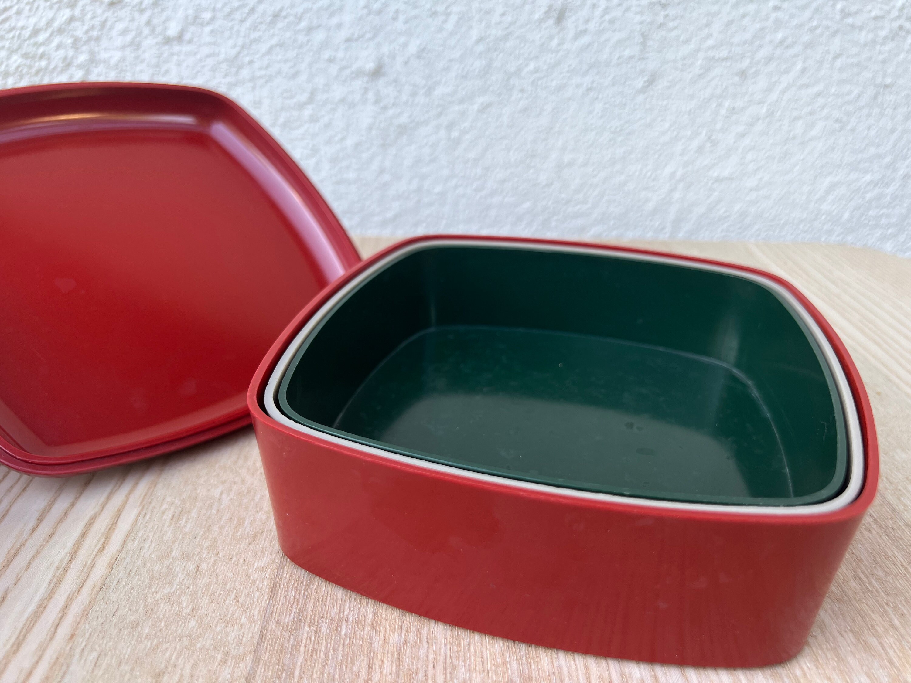 Vintage Minimalist Red Bento Lunch Box With Two Inner Compartments - Etsy