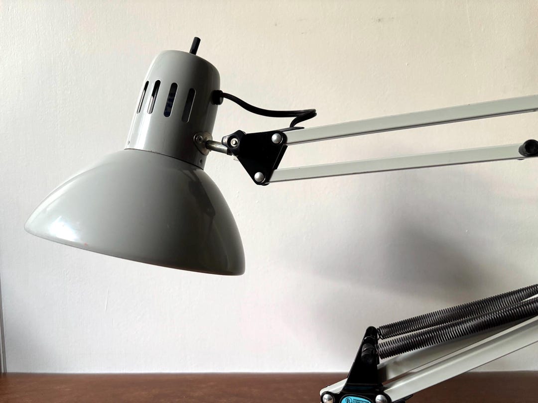 Vintage Gray Architect's Desk Swing Arm Lamp | Grey Drafting Light Plug ...