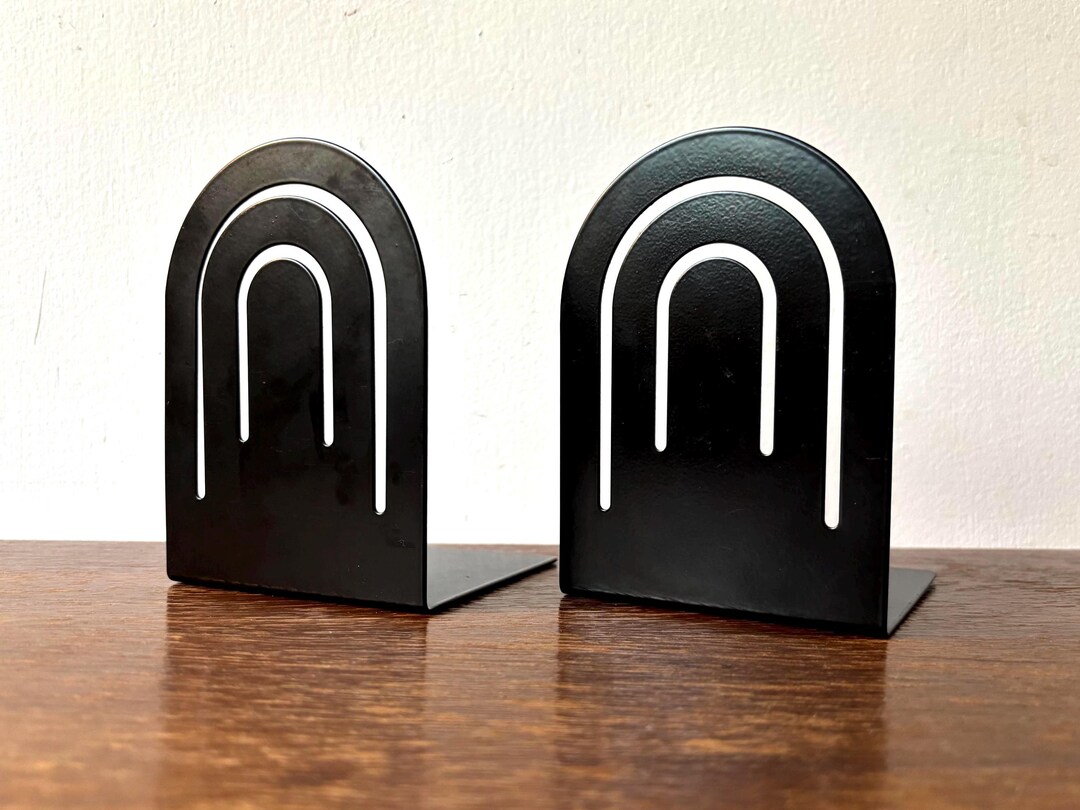 Vintage 1980s Spectrum Designs Modern Arch Metal Black Bookends ...