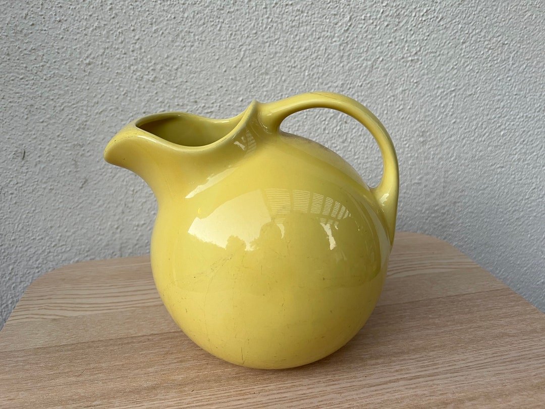 Vintage MCM Hall Large Bright Yellow Ball Tilt Glazed Ceramic Pitcher ...