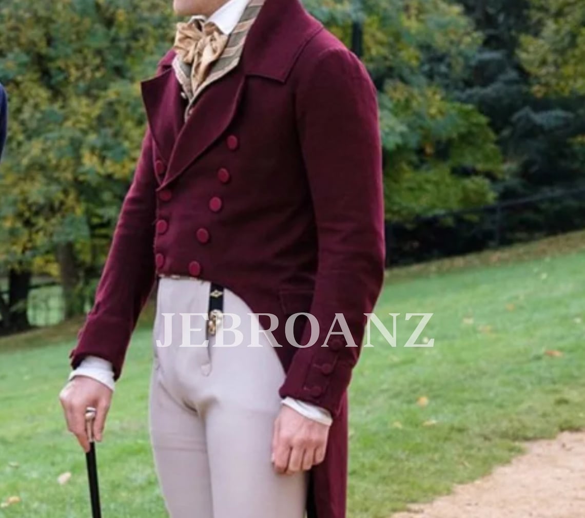 Regency Tailcoat Dated 1830-50 Gentleman's Wedding Tailcoat British Historical Suit Men's Maroon ...