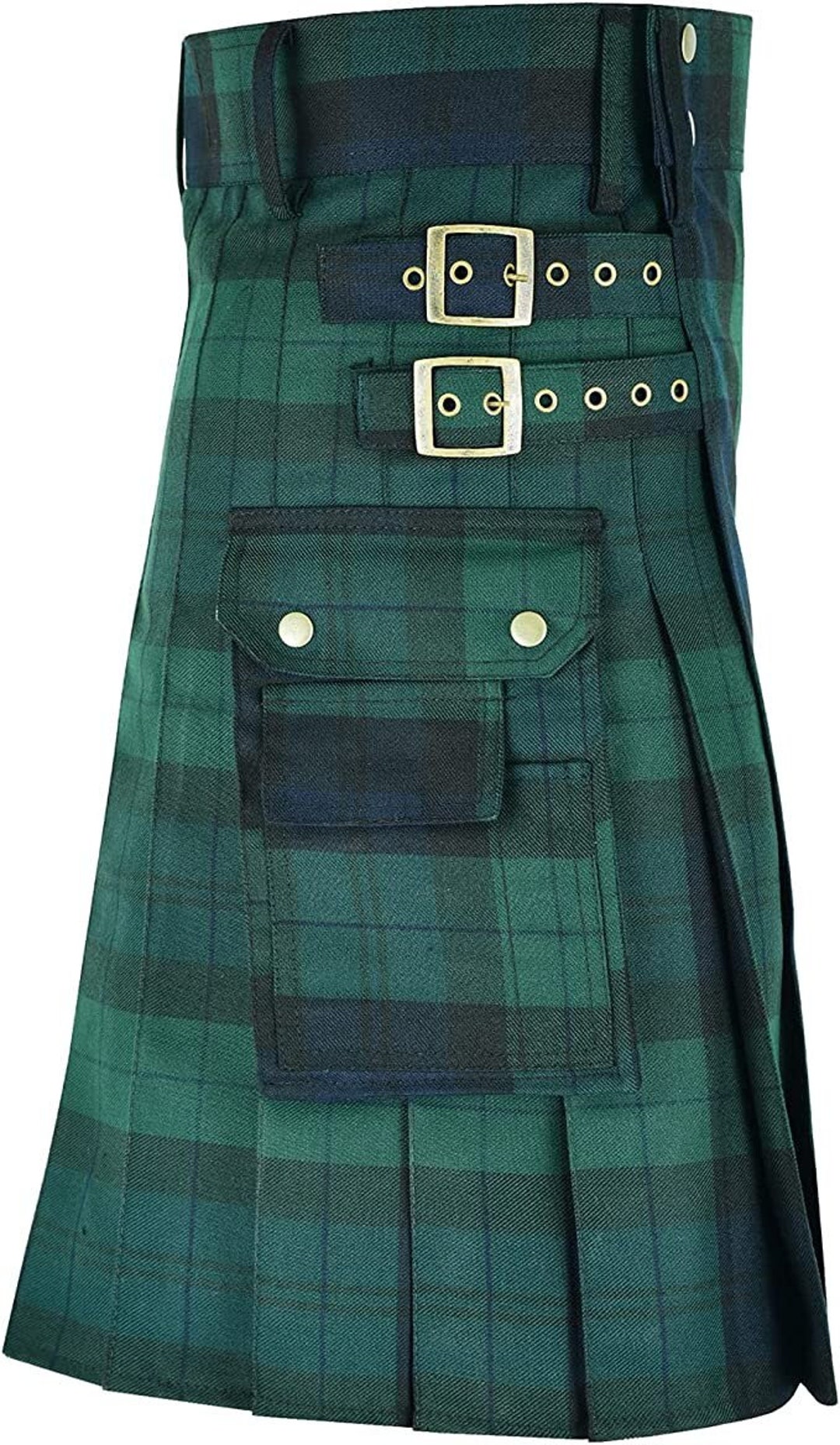 Scottish Black Watch Tartan Kilt 8 Yard 16oz highlander handmade Kilts Utility Kilts for Men ...