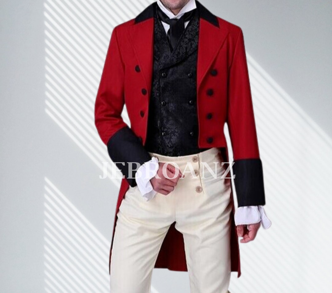 Jebroanz Mens Victorian Fancy Outfit 18th Century Regency Tailcoat
