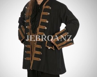 New Pirates of Caribbean Red Royal Admiral Coat Men's Deluxe Pirate ...