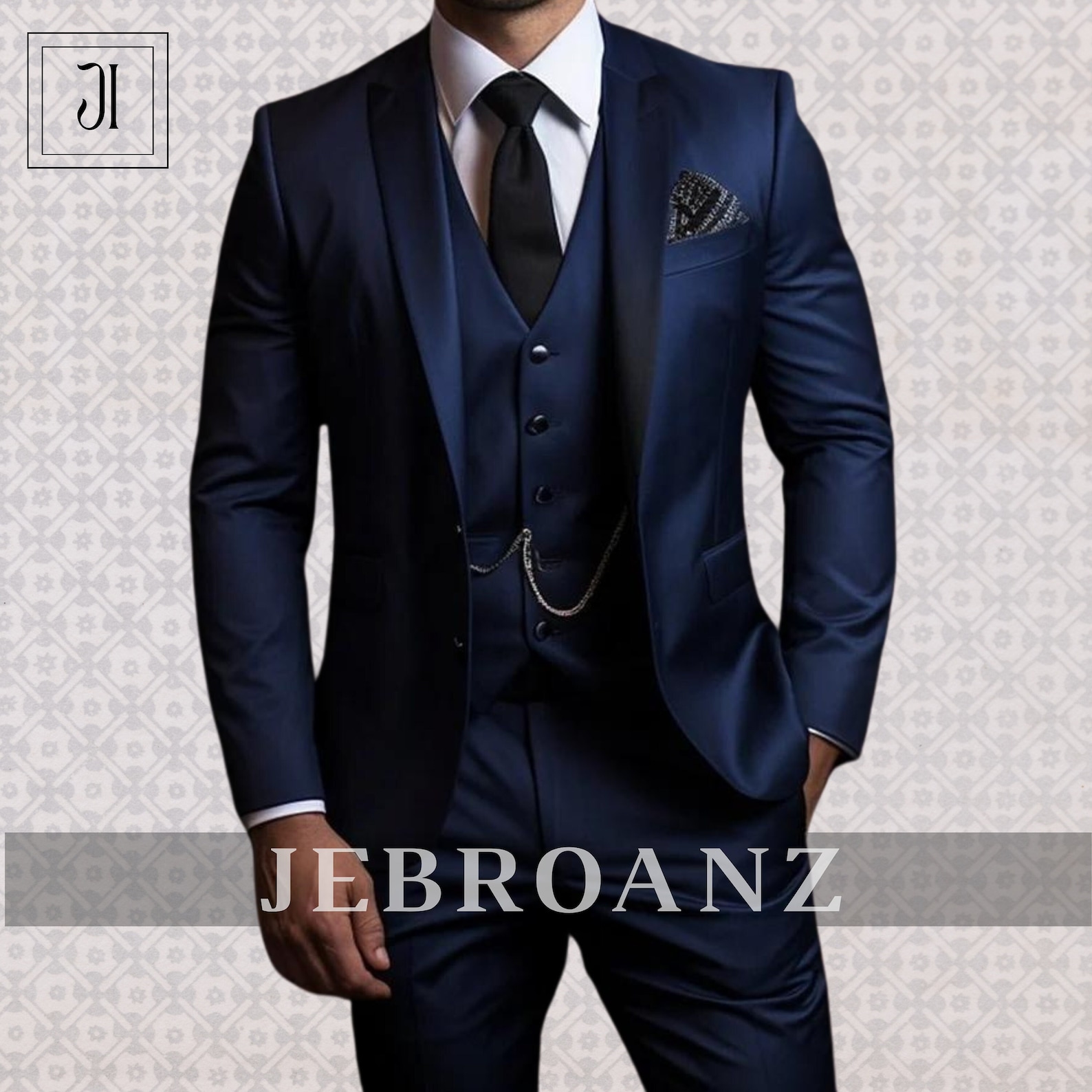 Classic Dark Blue Suit for Men , Men Suits 3 Piece, Slim Fit Suits ...
