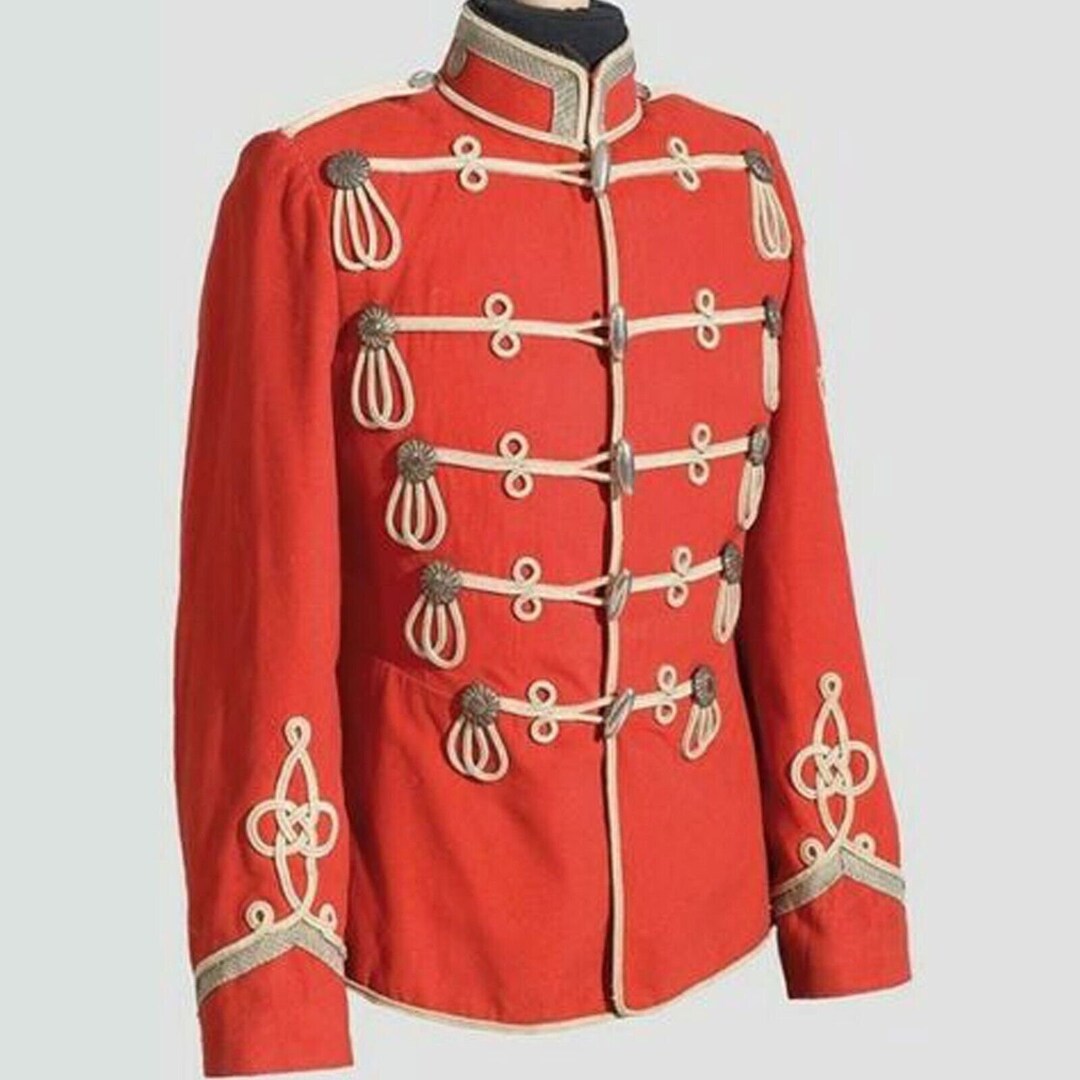 Men's Military Uniform Napoleonic Tunic Pelisse Jacket Men's Red ...