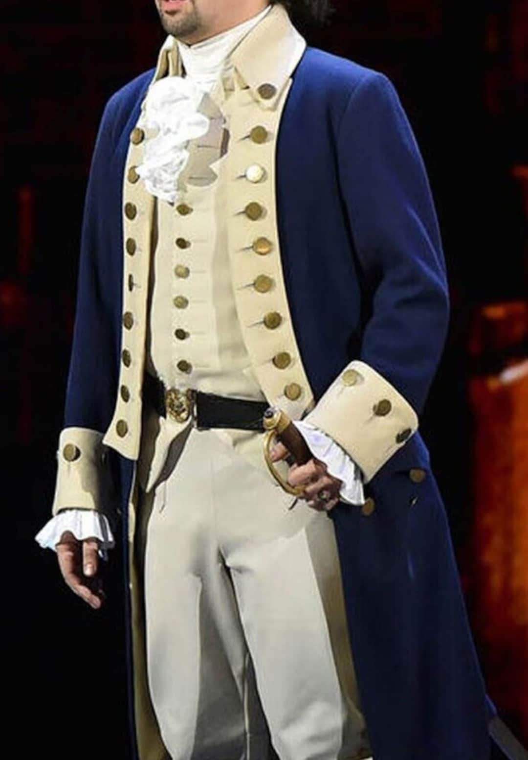 American Revolutionary War Men Navy Blue/off White Lapel Wool Coat ...