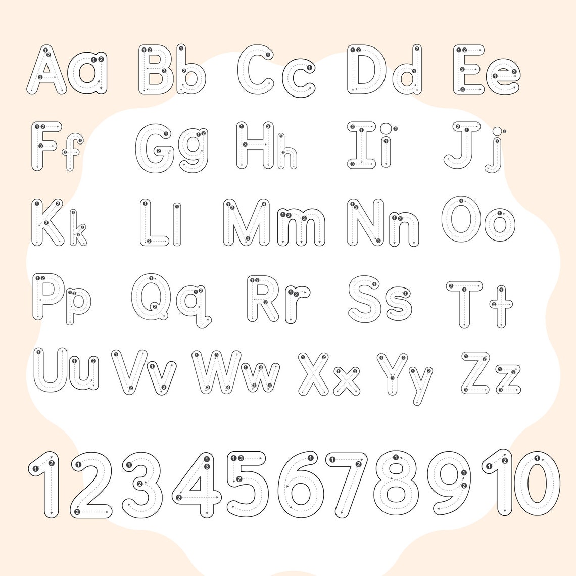 Tracing Alphabet and Number Svg and Png, Tracing Alphabet, Tracing ...