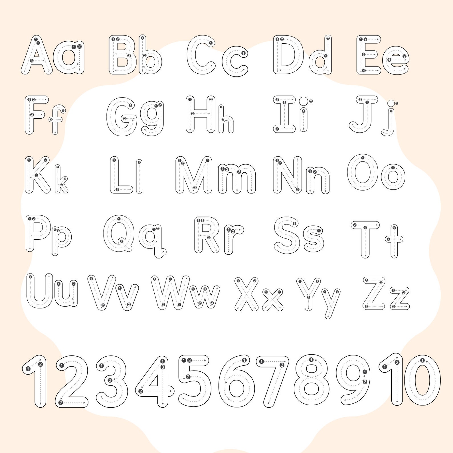 Tracing Alphabet and Number Svg and Png, Tracing Alphabet, Tracing ...