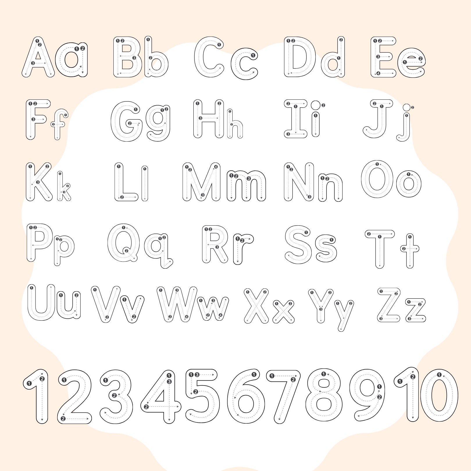 Tracing Alphabet and Number Svg and Png, Tracing Alphabet, Tracing ...