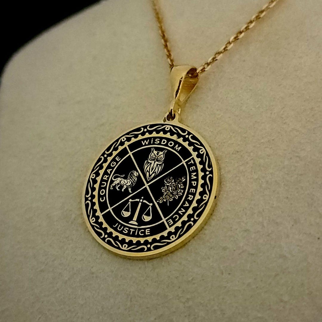 The Cardinal Virtues Stoic Necklace,justice Wisdom Temperance Courage ...