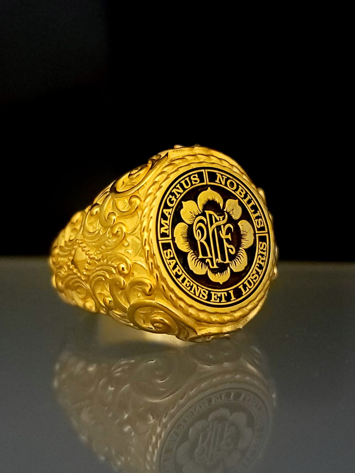 Custom Family Crest Signet Ring: Handmade Sterling Silver, Personalized ...