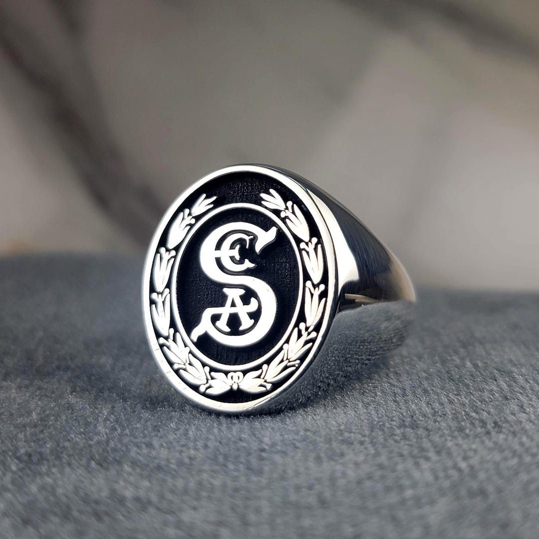 Personalized Sterling Silver Signet Ring: Custom Initial Monogram - Etsy