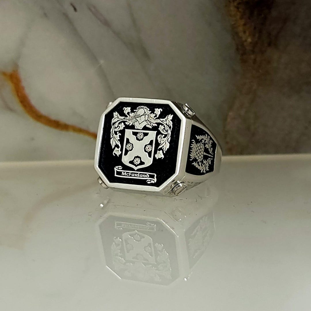 Family Crest Signet Ring,ash Ring, Coat of Arms Signet Ring, Family ...
