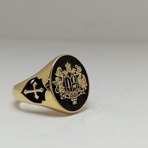 Custom Family Crest Sterling Silver Ring: Personalized Coat of Arms - Etsy