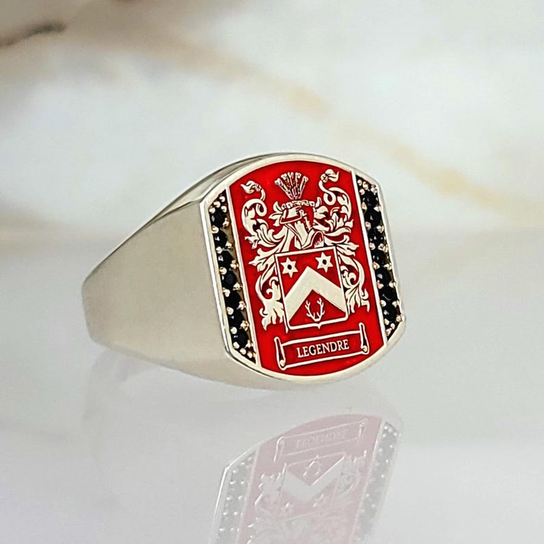 Custom Sterling Silver Family Crest Signet Ring - Etsy