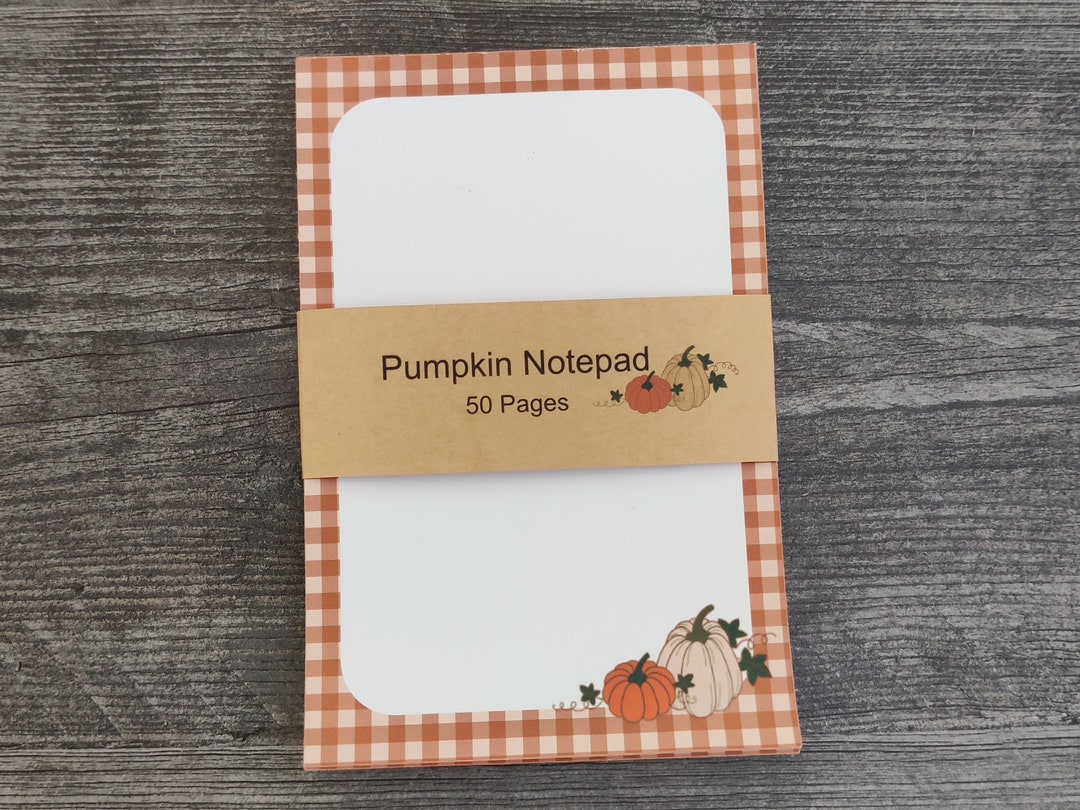 Fall Harvest Pumpkin Notepad, 50-page Autumn Orange Gingham Memo Pad - Etsy