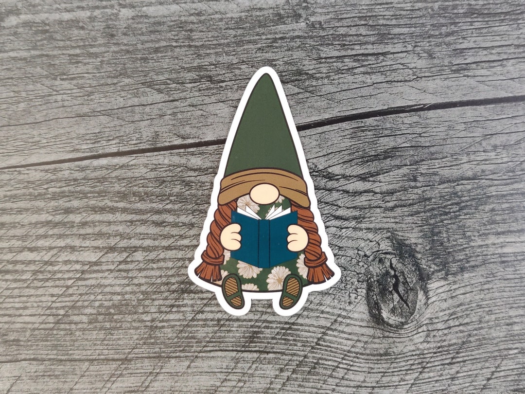 Reading Gnome Magnet, Cute Girl Gnome Office Décor, Green Kitchen ...