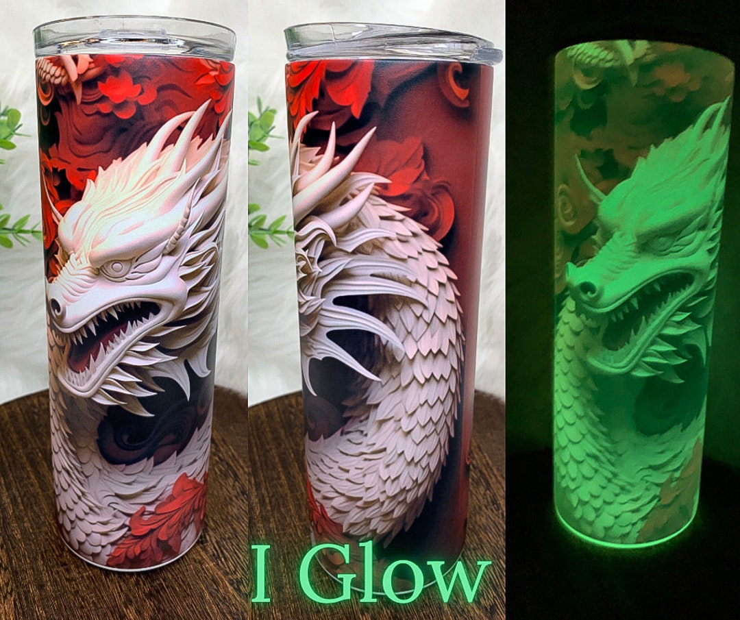 Dragon Glow in the Dark Tumbler, Glow in the Dark Tumbler, Red Dragon ...